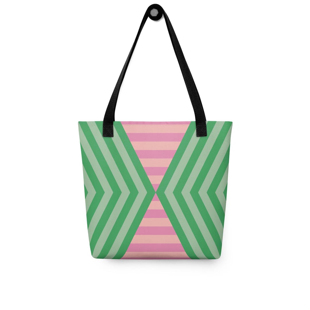 Wicked Glimmer & Hex Tote Bag Bold Pink and Green Geometric X 2 Durable ...