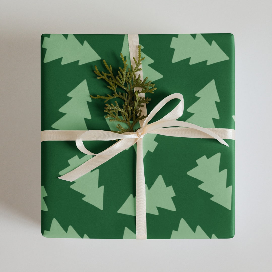 Wrapping Paper Sheets 3 Christmas Tree Pattern Green - Etsy