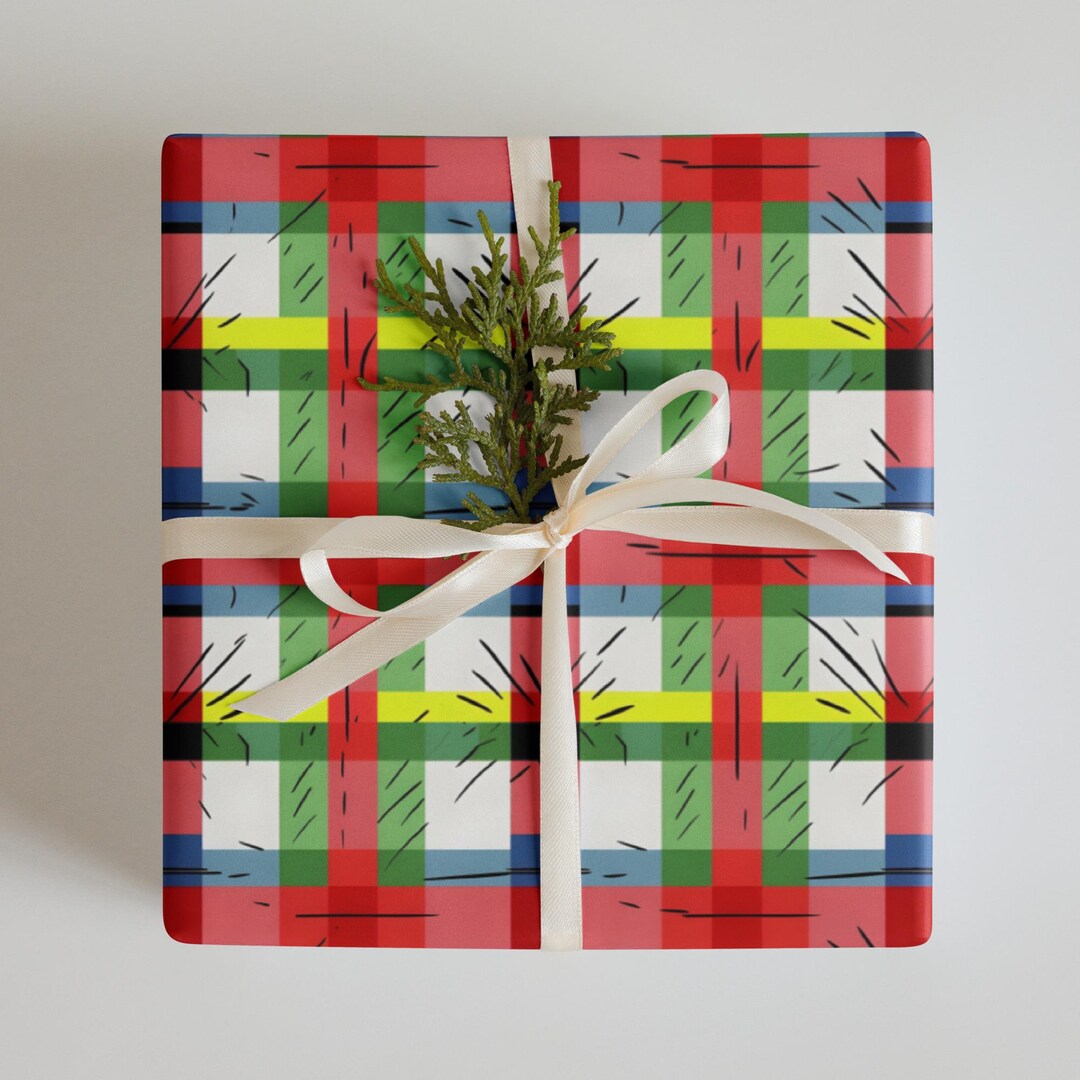 Wacky Wrap Wrapping Paper Sheets (set of 3) - Colorful Cartoon Plaid ...