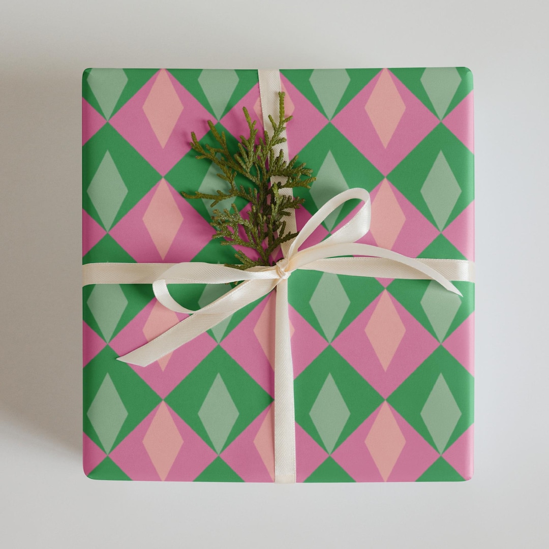 Wicked Glimmer & Hex Wrapping Paper Sheets 3 Pink, Green Geometric ...