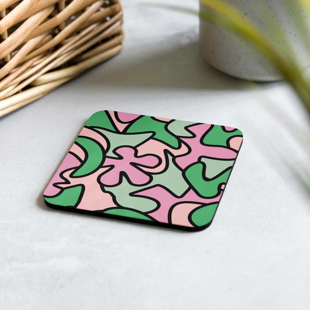 Wicked Glimmer & Hex Coaster 1 Fun Pink Green Black Abstract Mosaic ...