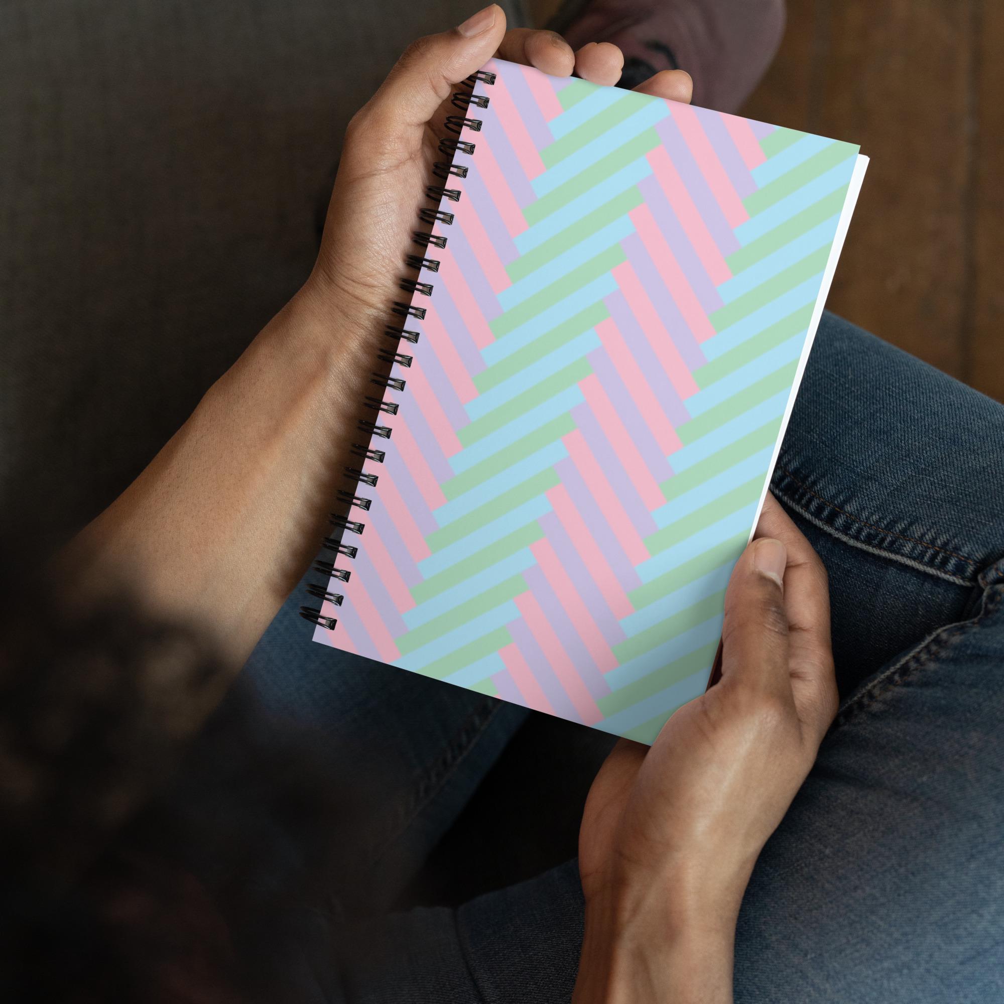 Whimsical Wonderland Spiral Notebook - Classic Pastel Herringbone ...