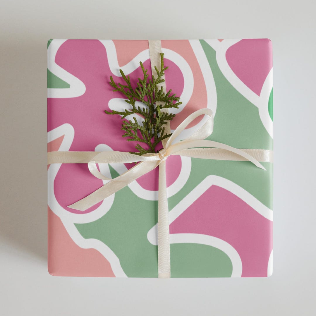 Wicked Glimmer & Hex Wrapping Paper Sheets 3 Fun Pink Green White ...
