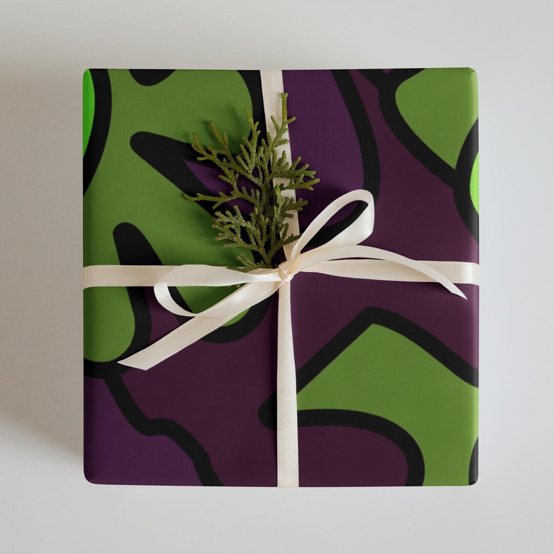 Toxic Twilight Wrapping Paper Sheets (3) - Fun Green and Purple ...