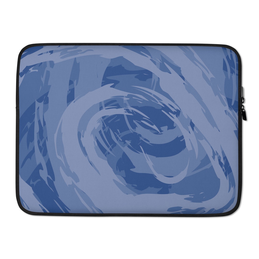 Navy Cascade Laptop Sleeve - Artistic Navy Blue Jagged Swirl | 13” or ...