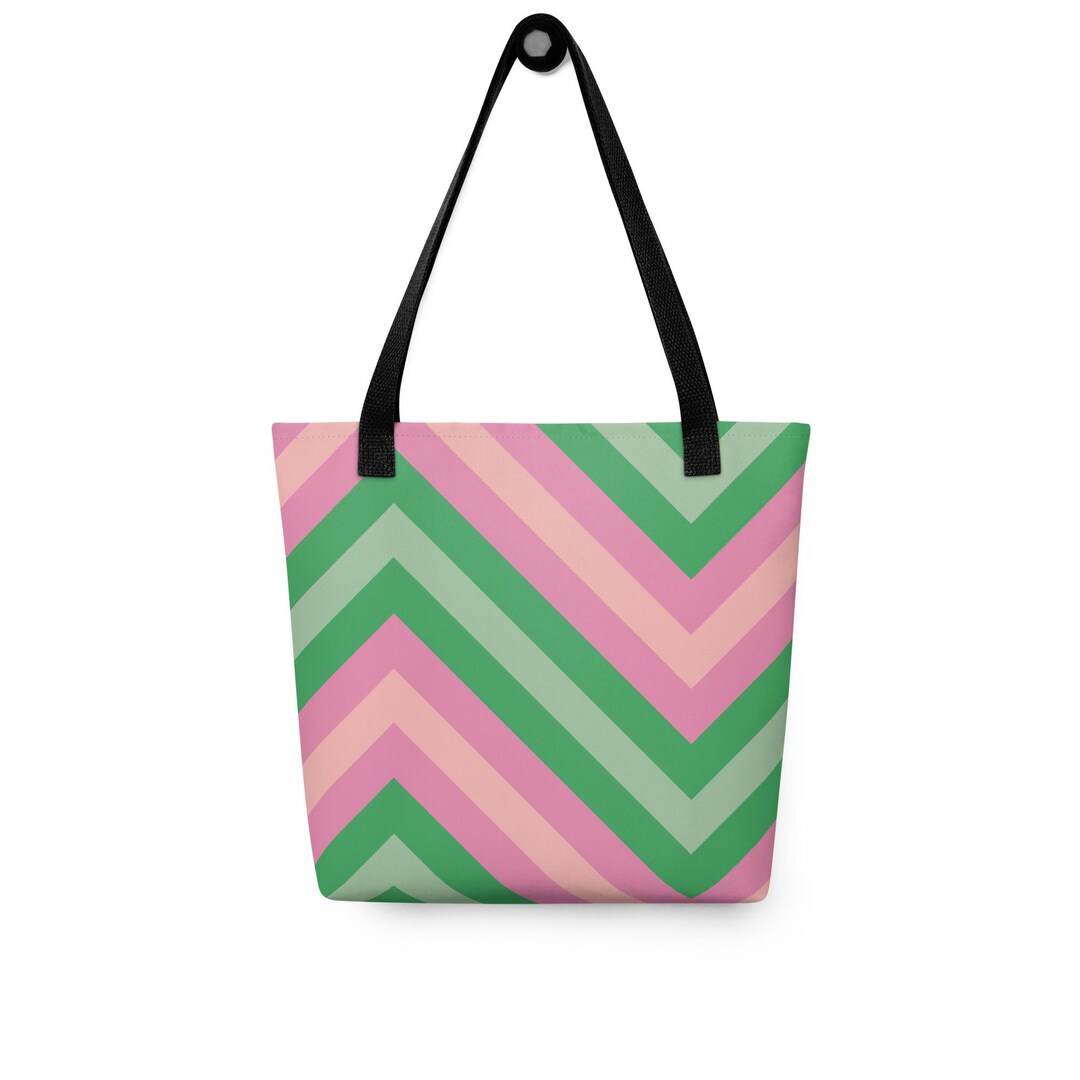 Wicked Glimmer & Hex Tote Bag Edgy Pink and Green Zig-zag Design ...