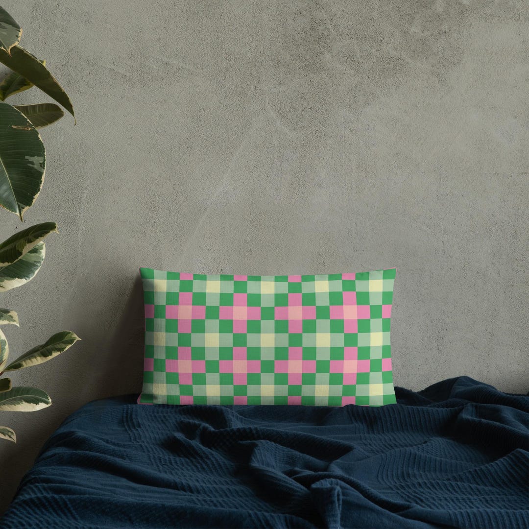 Wicked Glimmer & Hex Rectangle Throw Pillow Pink Green Quilted Fusion ...