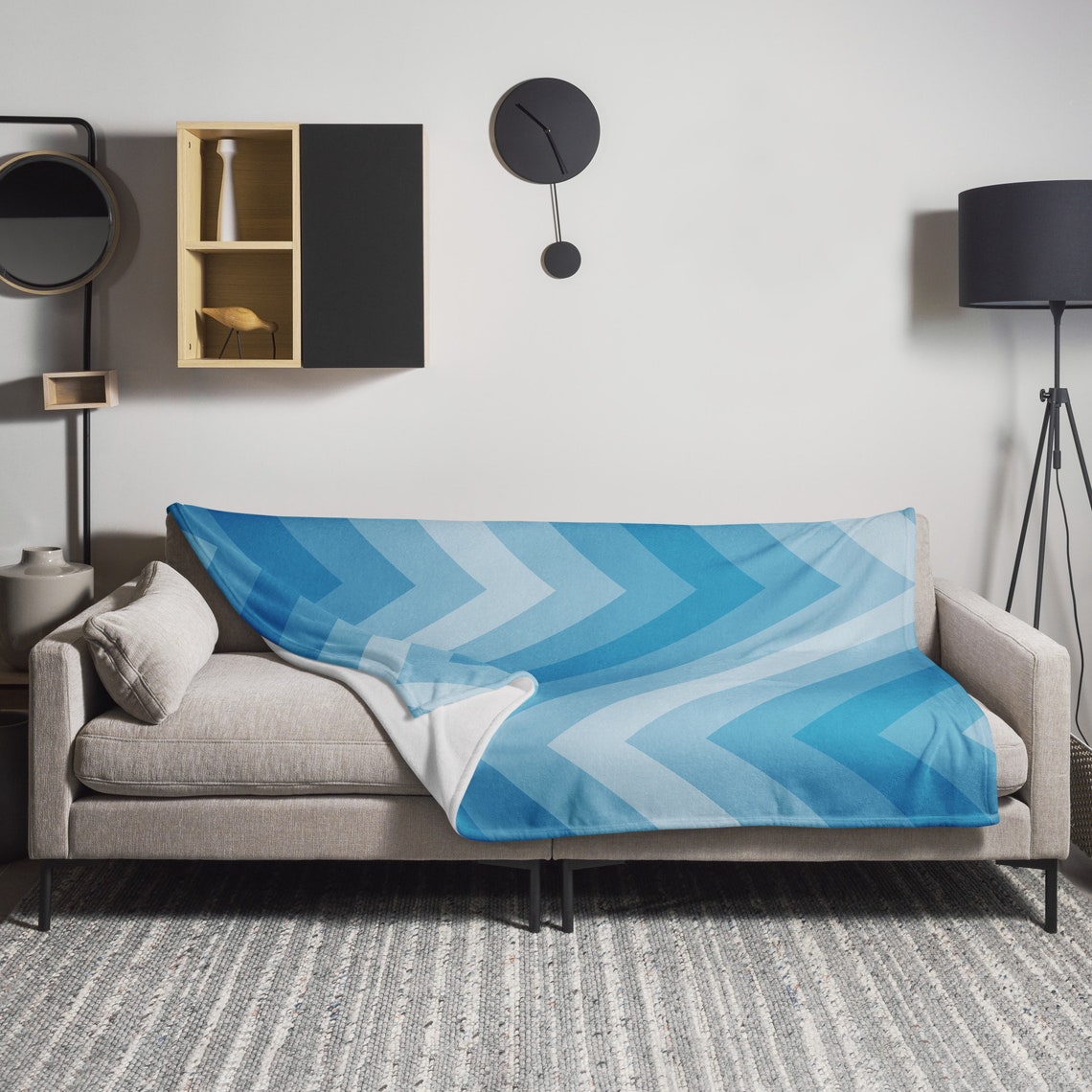 Nimbus Blue Throw Blanket - Edgy Blue Zig-zag Design | Premium Soft ...