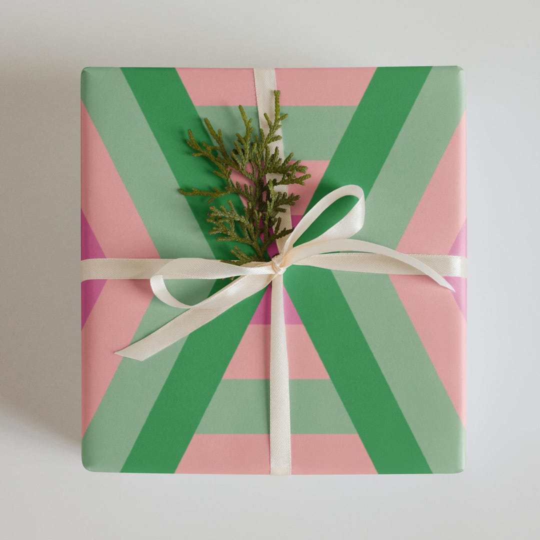 Wicked Glimmer & Hex Wrapping Paper Sheets 3 Bold Pink Green Geometric ...