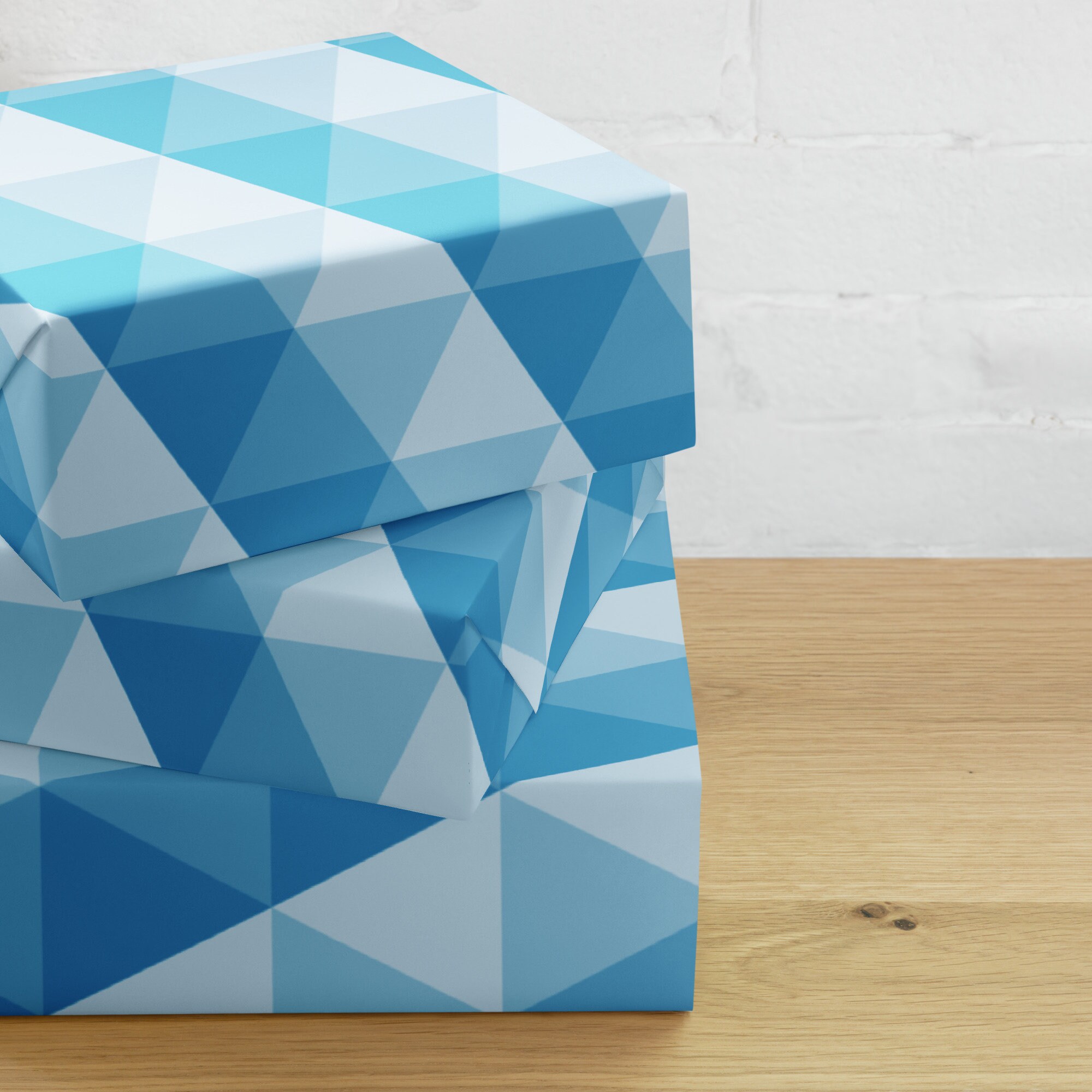 Wrapping Paper Sheets 3 Geometric Triangles Blue - Etsy
