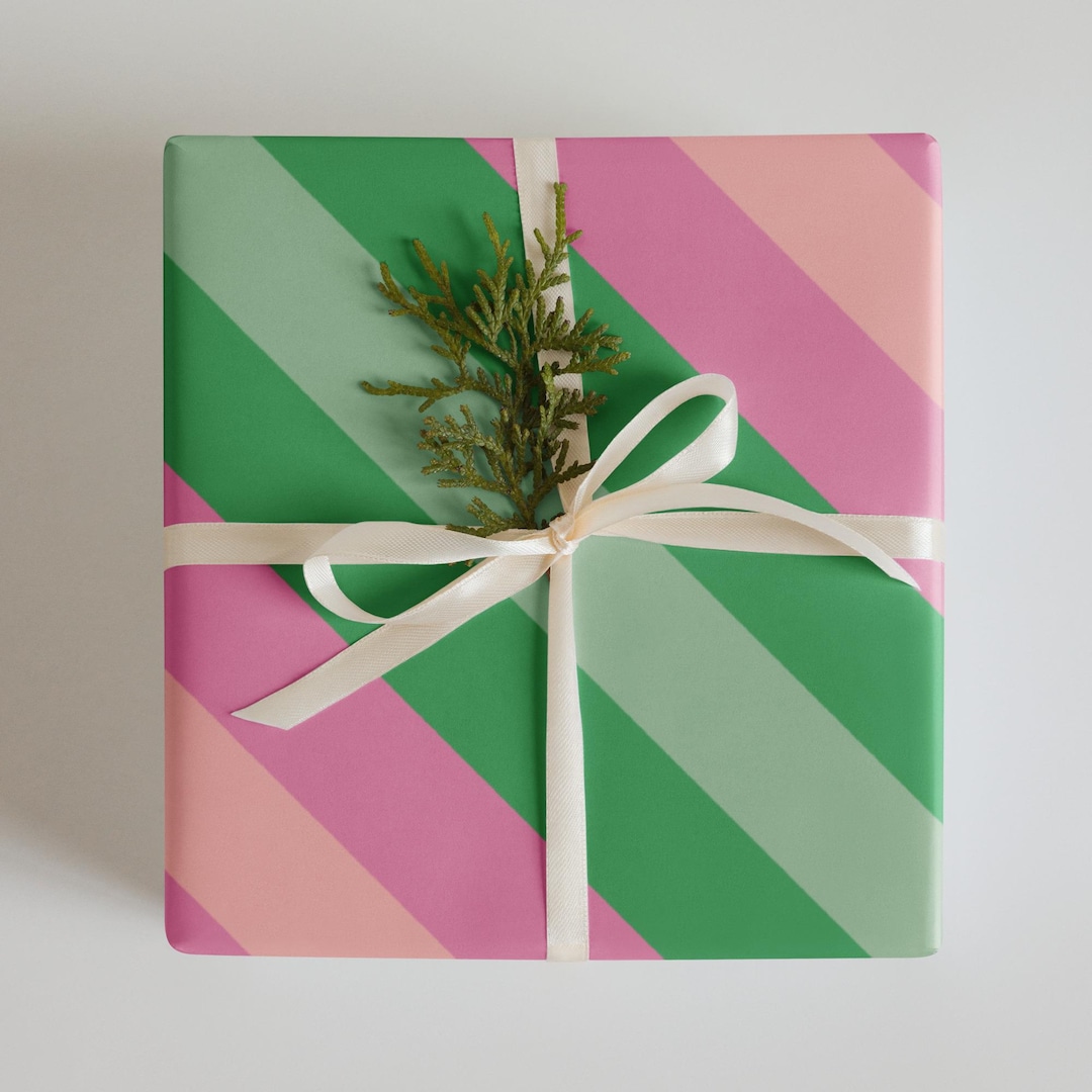 Wicked Glimmer & Hex Wrapping Paper Sheets 3 Edgy Pink and Green Zig ...
