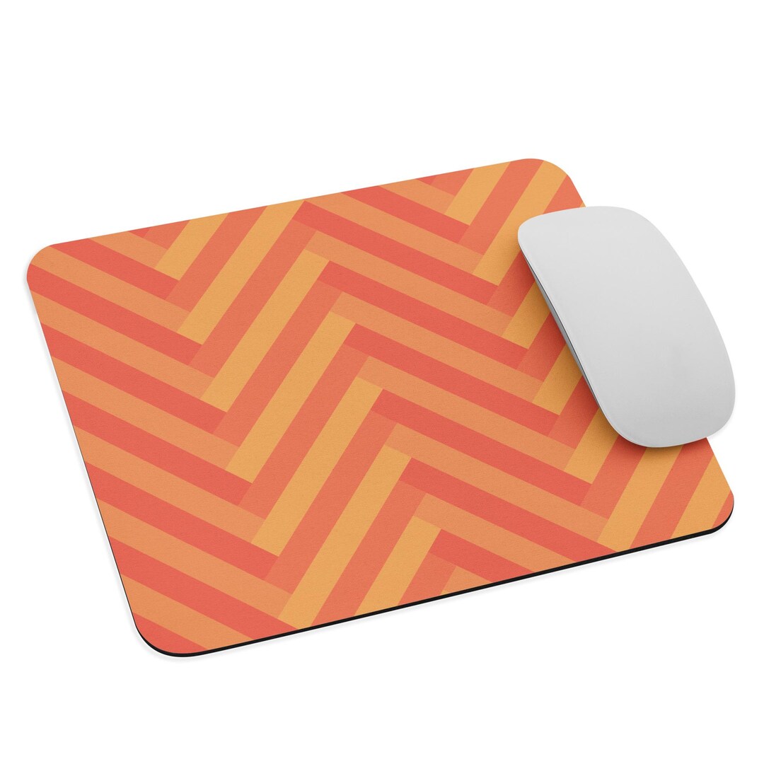 Peach Perfect Mouse Pad - Classic Orange Herringbone Design | Non-slip ...