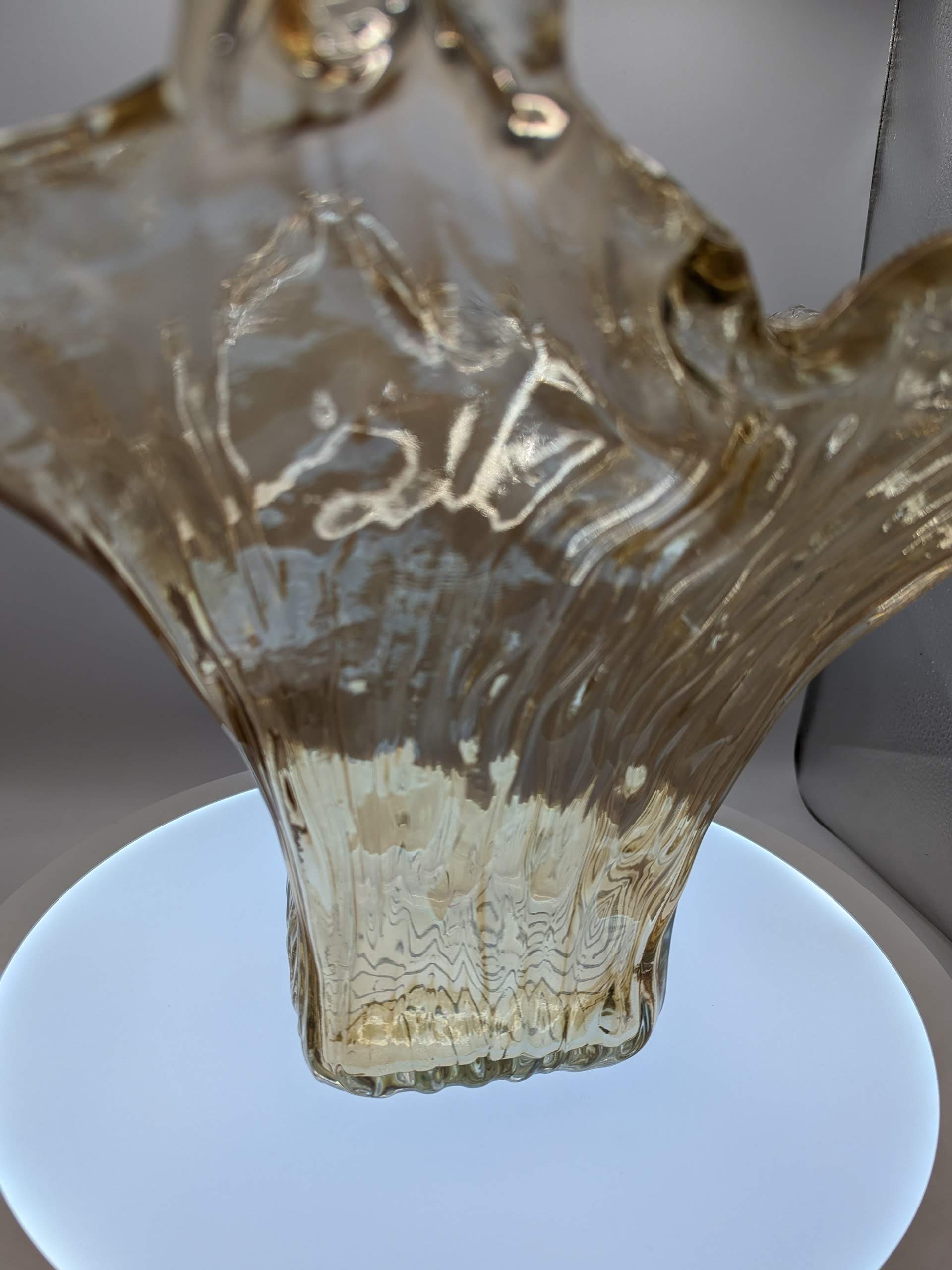 Large Gold Shimmer Glass Ruffle Vase - Etsy