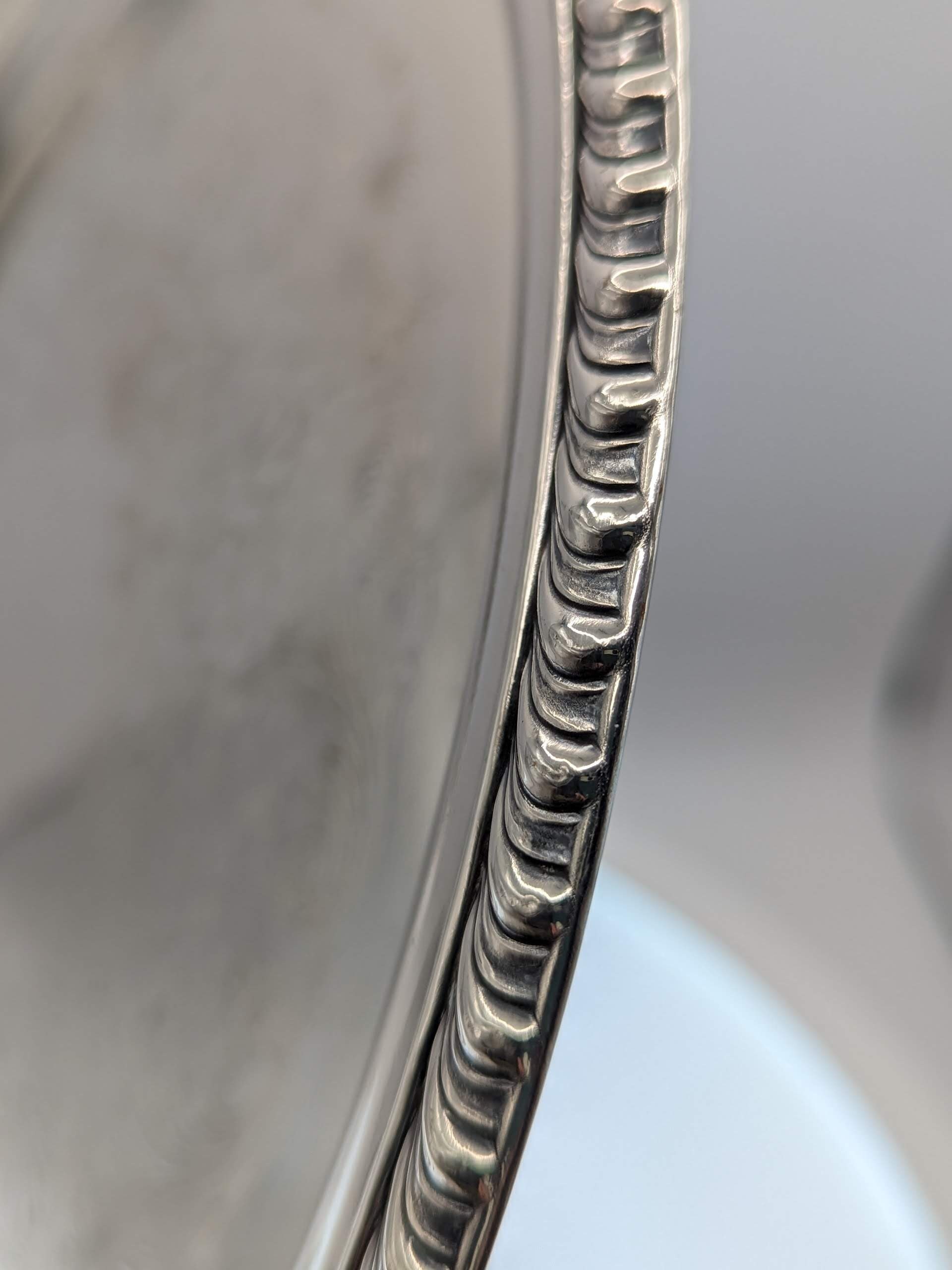 Wm Rogers Vintage Silverplated Tray 171 Round Etched Scrolls Rope Edge ...