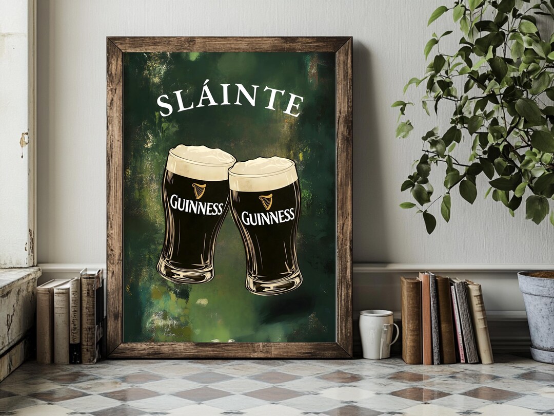 Sláinte Guinness Irish Pub Poster: Vintage Cheers Art - Etsy