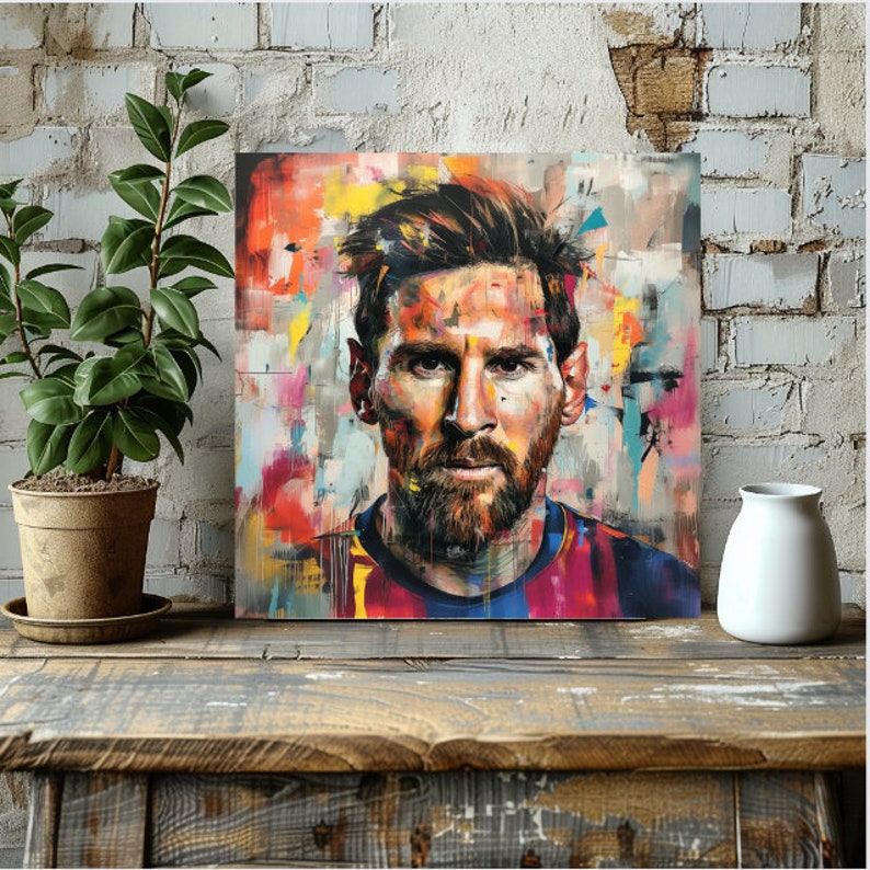 Lionel Messi Portrait Poster. Colorful Portrait Wall Art. Leo Messi ...