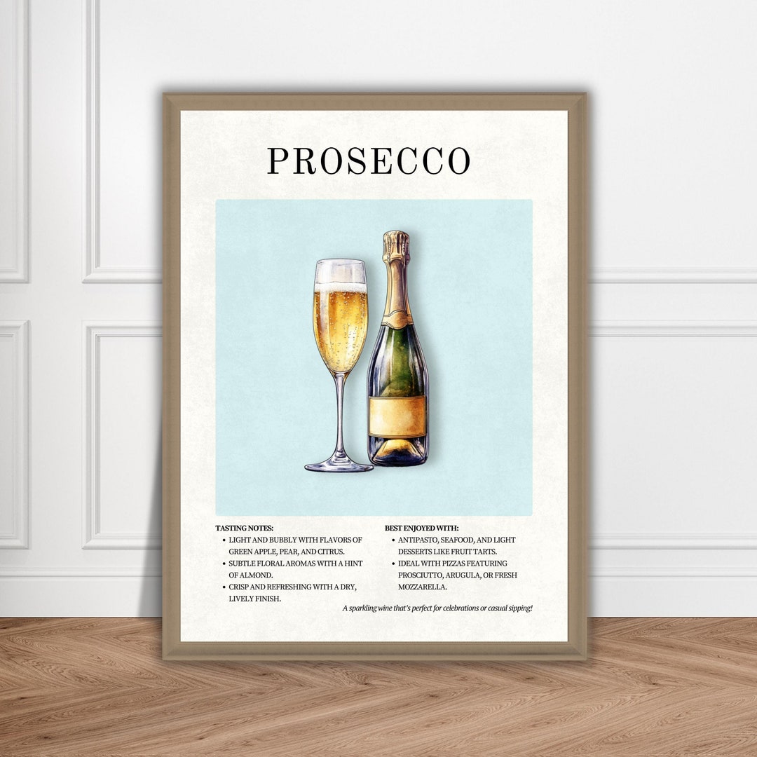 Prosecco Wall Art, Sparkling Wine Poster, Prosecco Kitchen Decor, Bar ...