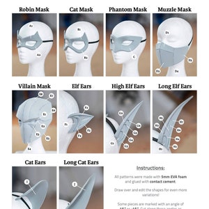 Masks and Ears EVA Foam Cosplay Pattern Collection - 10 Different ...