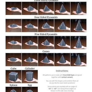 Basic Shapes EVA Foam Cosplay Pattern Collection - 5 Different Designs - Digital Download PDF - Etsy