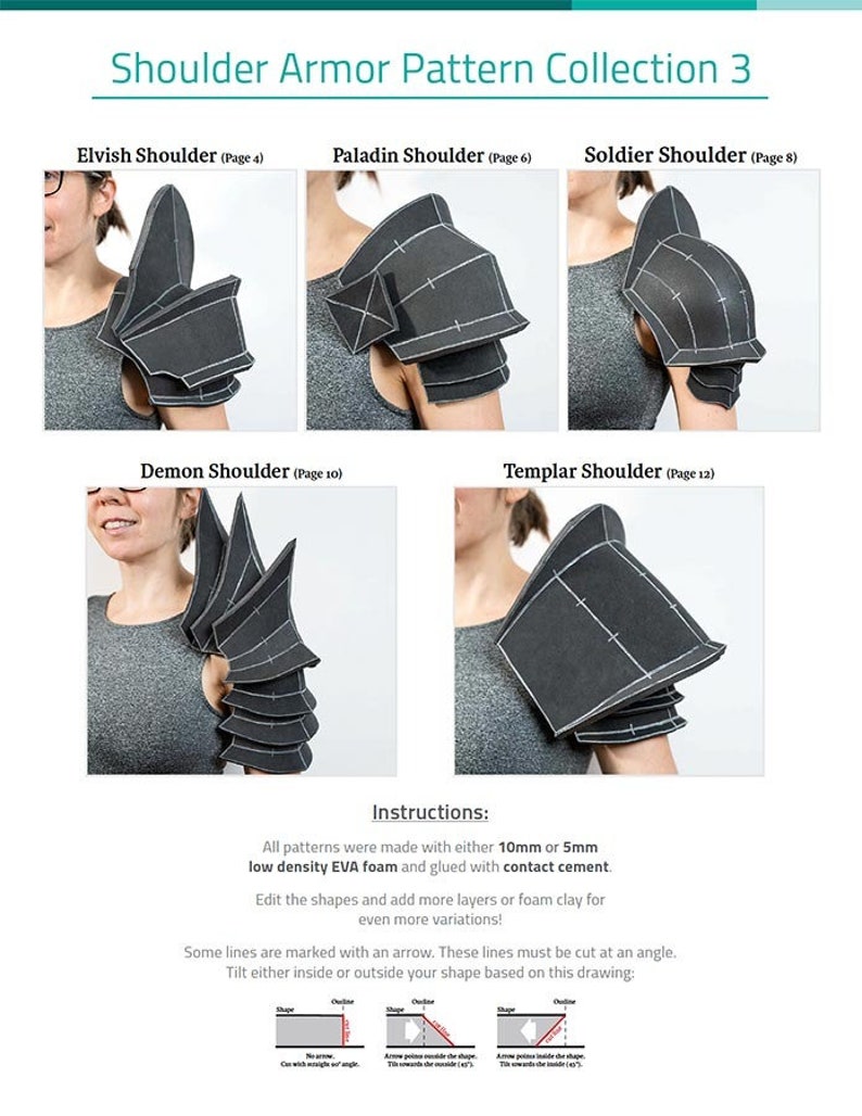 Shoulder Armor EVA Foam Cosplay Pattern Collection 3 - 5 Different ...