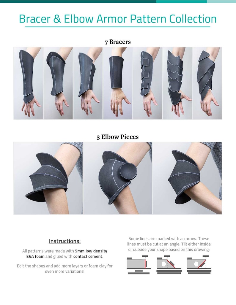 Bracer & Elbow Armor Pattern Collection - 10 Designs - Digital Download ...