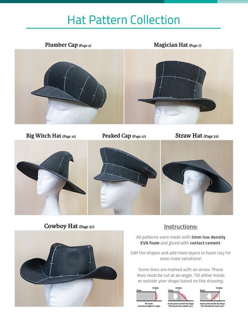 Hat Pattern Collection - 6 Designs - Digital Download PDF - Etsy