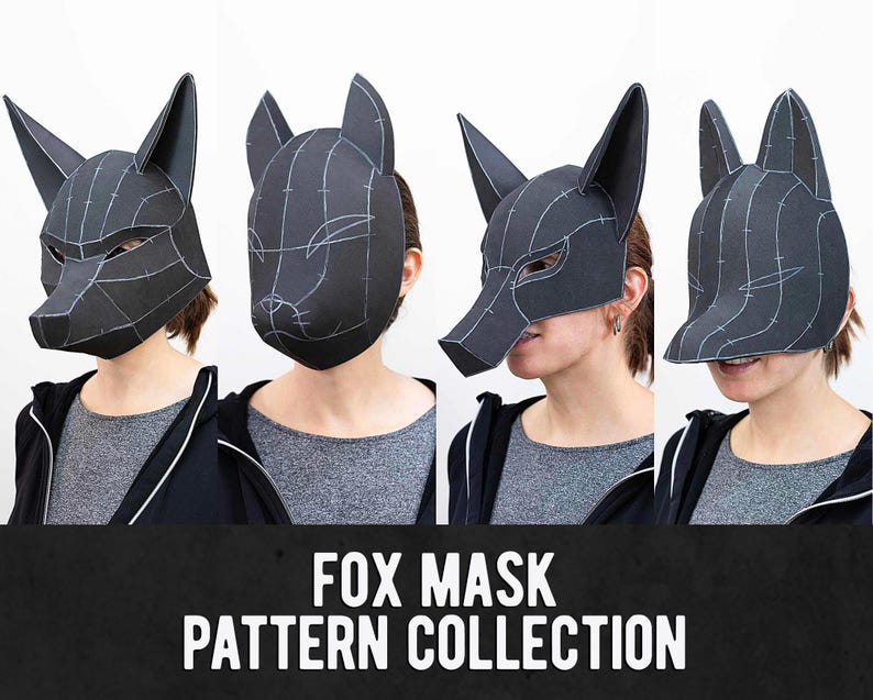 Fox Mask Pattern Collection - 4 Different Designs - Digital Download ...