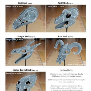 Animal Skulls EVA Foam Cosplay Pattern Collection - 5 Different Designs ...