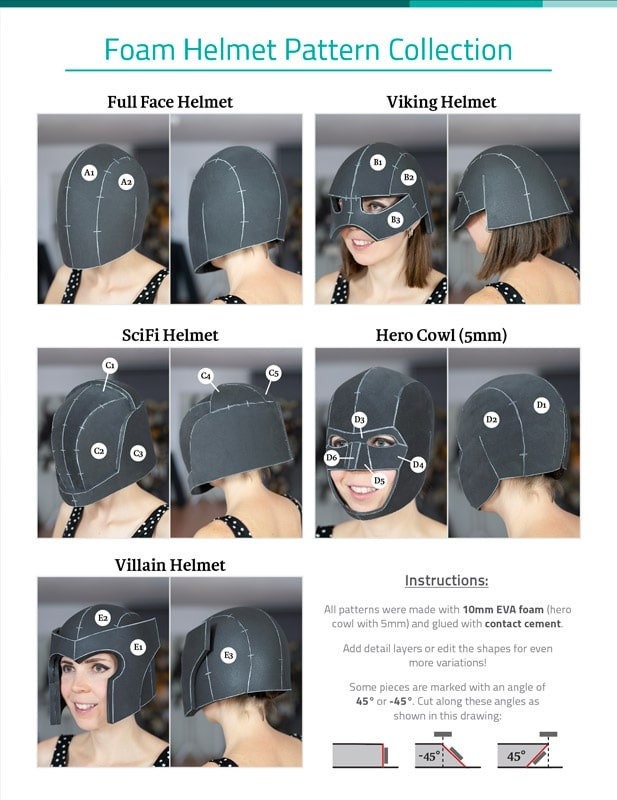 Helmet EVA Foam Cosplay Pattern Collection - 5 Different Designs ...