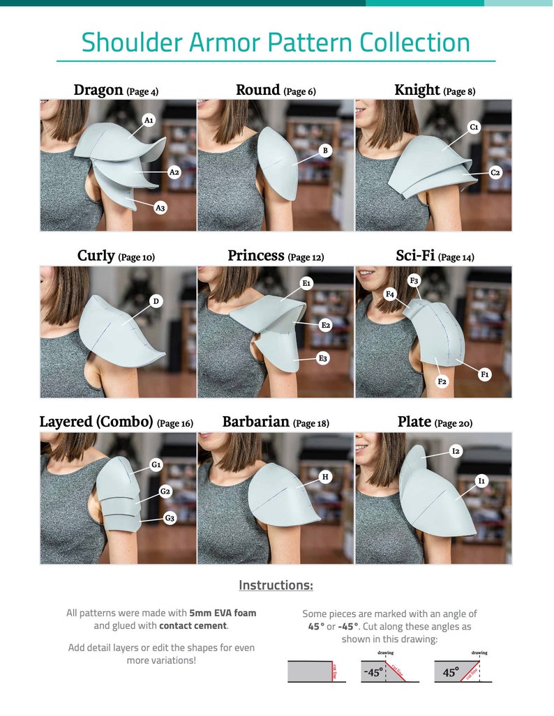 Shoulder Armor EVA Foam Cosplay Pattern Collection 9 Different Designs ...
