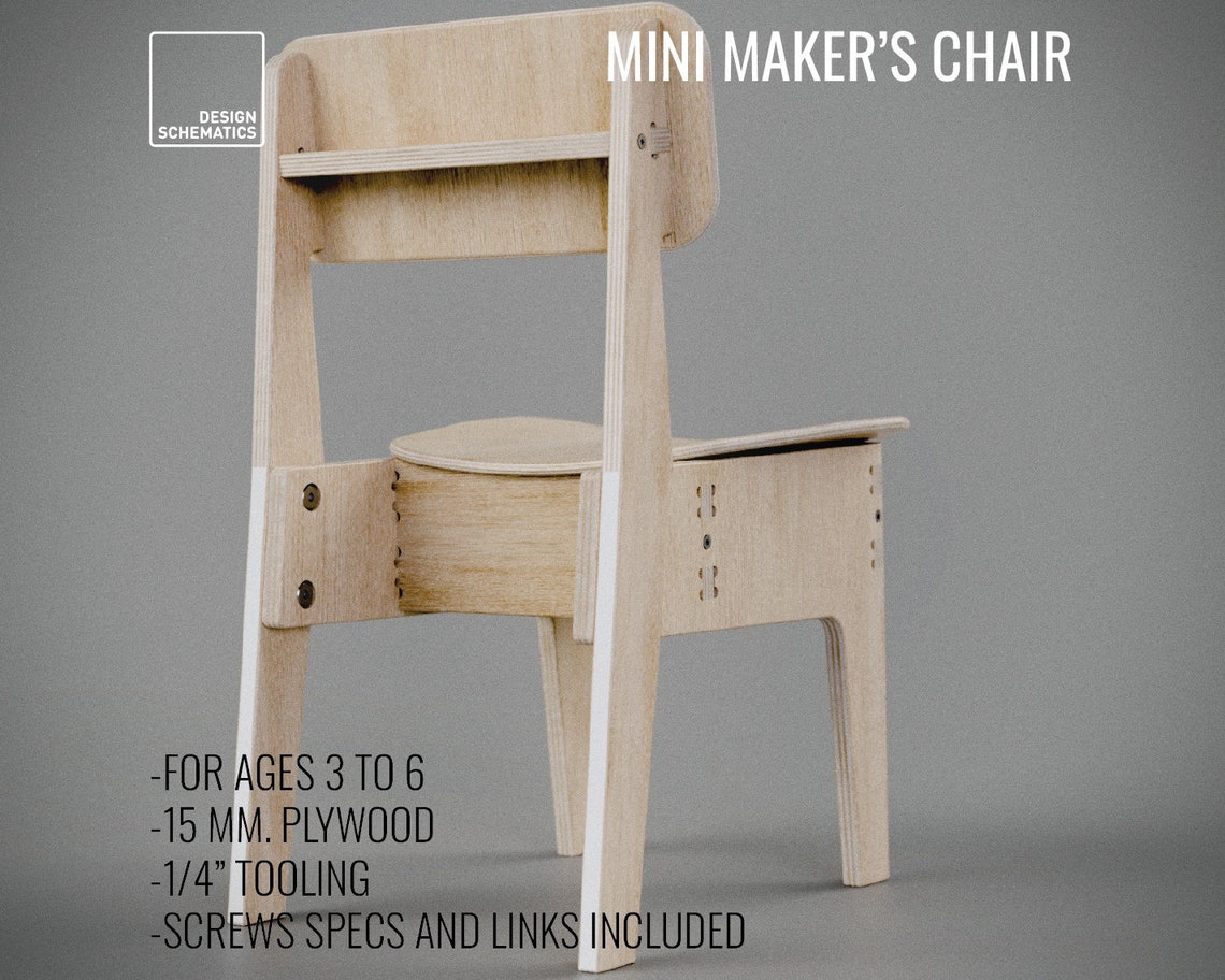 Mini Maker's Kids Chair | CNC Plans and Cut Files | Stylish & Stackable ...