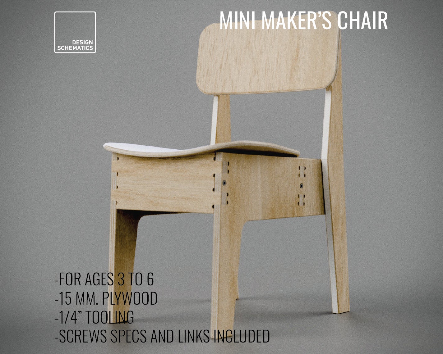 Mini Maker's Kids Chair | CNC Plans and Cut Files | Stylish & Stackable ...