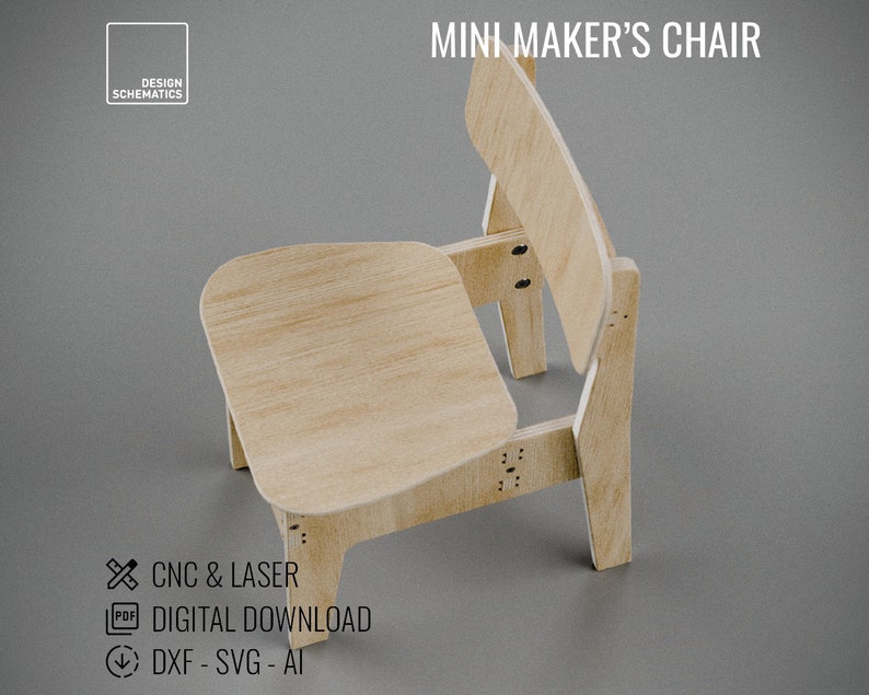 Mini Maker's Kids Chair | CNC Plans and Cut Files | Stylish & Stackable ...