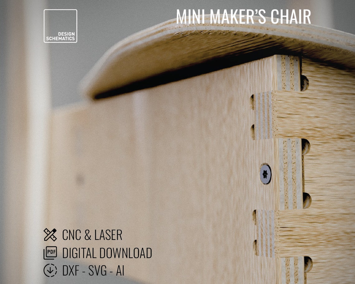 Mini Maker's Kids Chair | CNC Plans and Cut Files | Stylish & Stackable ...