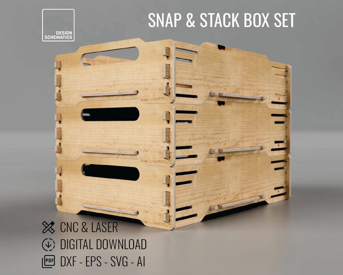 Snap & Stack Stackable Box Set | CNC and Laser Cut Files Digital Download - Etsy