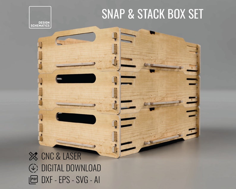 Snap & Stack Stackable Box Set | CNC and Laser Cut Files Digital Download - Etsy