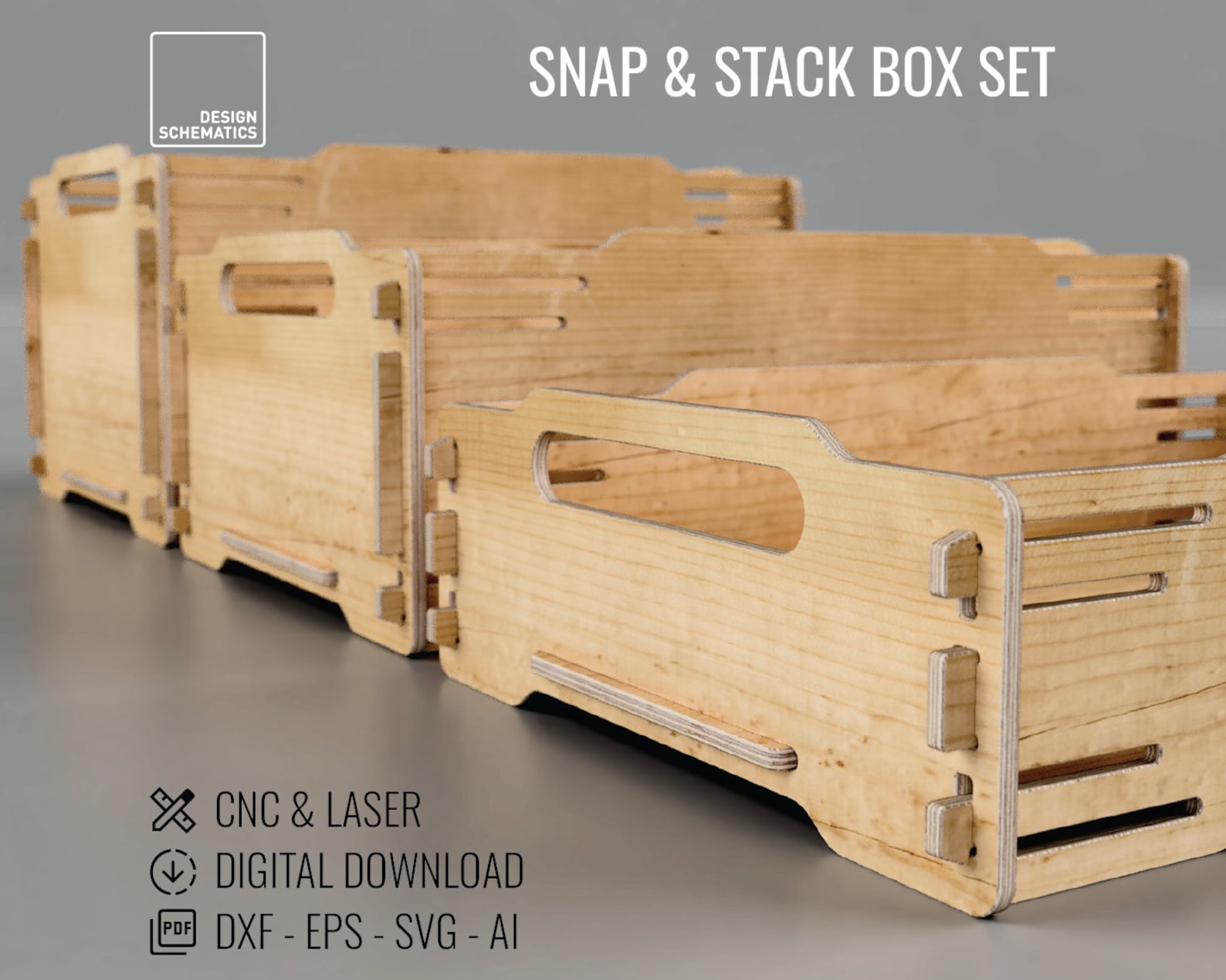 Snap & Stack Stackable Box Set | CNC and Laser Cut Files Digital ...