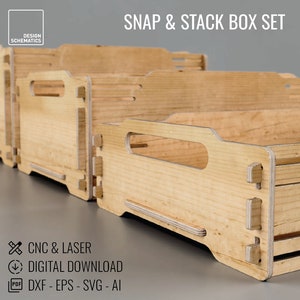 Snap & Stack Stackable Box Set | CNC and Laser Cut Files Digital ...