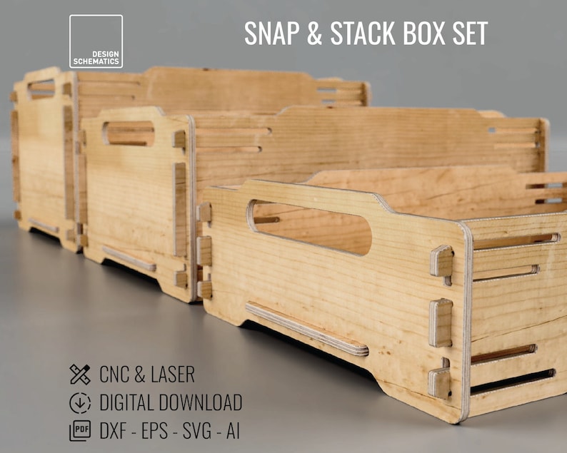 Snap & Stack Stackable Box Set | CNC and Laser Cut Files Digital Download - Etsy