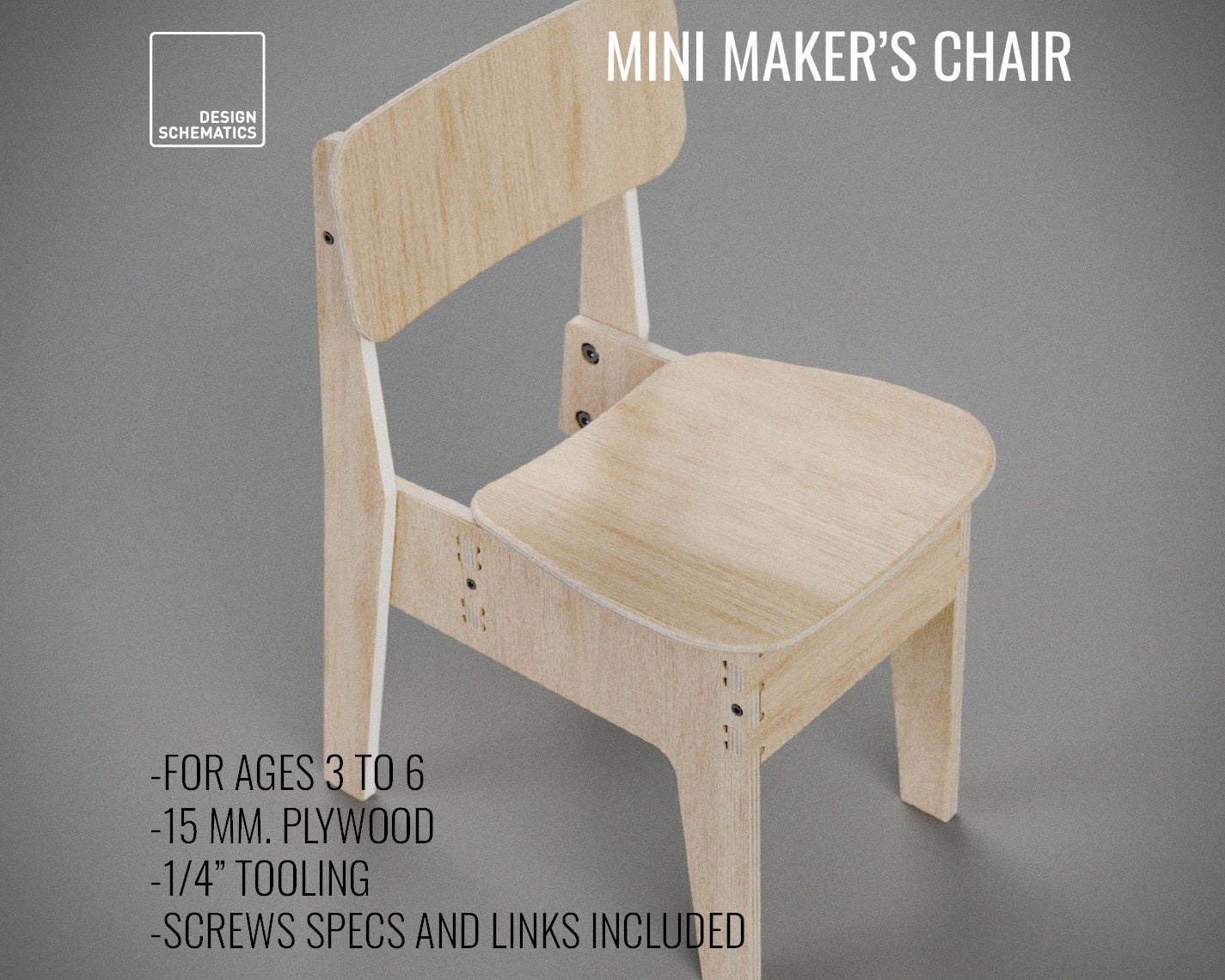 Mini Maker's Kids Chair | CNC Plans and Cut Files | Stylish & Stackable ...