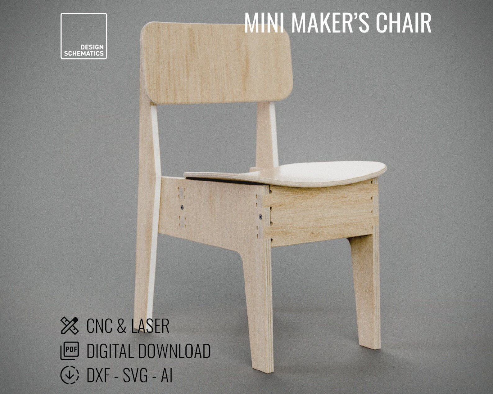Mini Maker's Kids Chair | CNC Plans and Cut Files | Stylish & Stackable ...