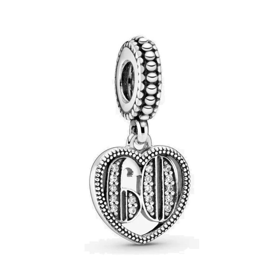 Pandora 60th Celebration Sterling Silver Dangle Charm Rhinestone Dangle ...