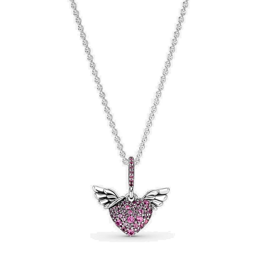 Pandora Heart & Angel Wings Necklace Sterling Silver Handcrafted Wings ...