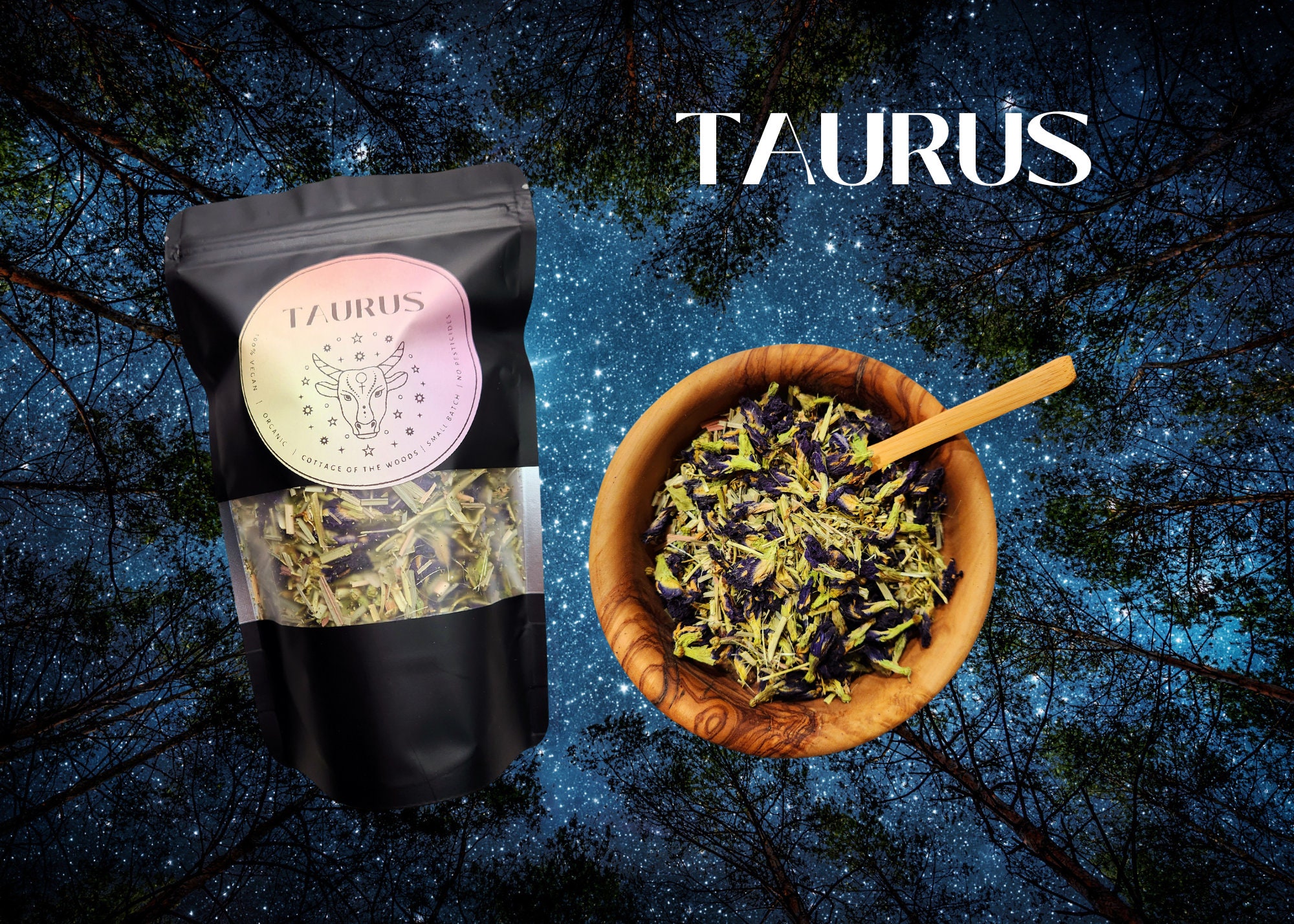 TAURUS ZODIAC Signs Herbal Tea Blends Cosmic Tea Vegan Organic Loose ...
