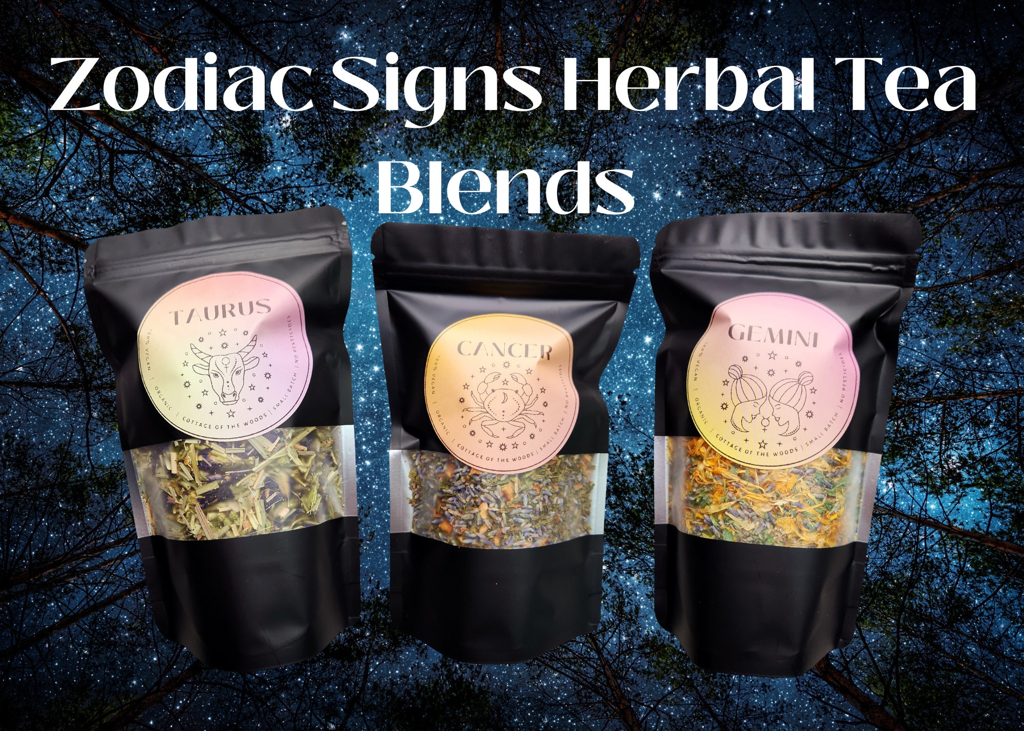 TAURUS ZODIAC Signs Herbal Tea Blends Cosmic Tea Vegan Organic Loose ...