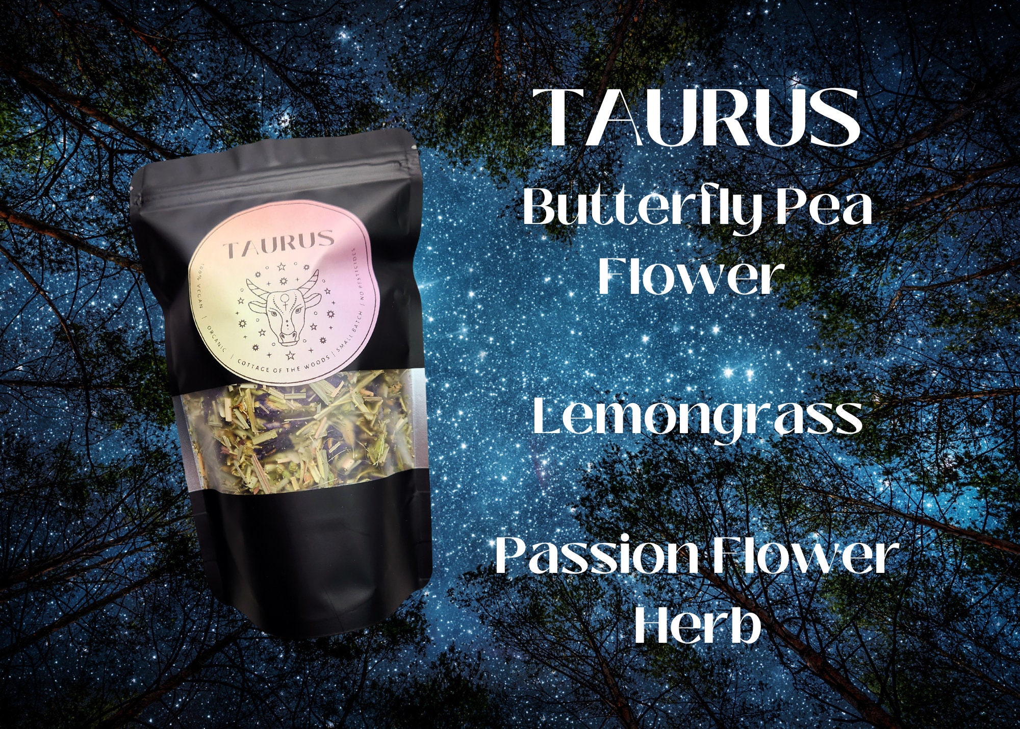 TAURUS ZODIAC Signs Herbal Tea Blends Cosmic Tea Vegan Organic Loose ...