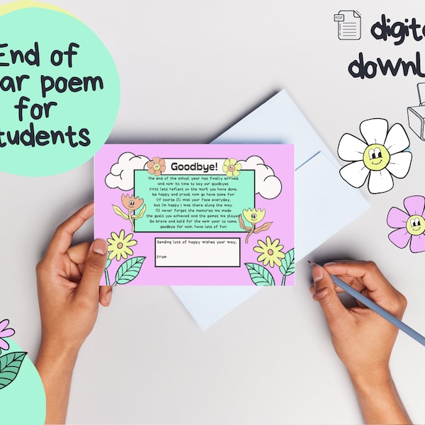 Teacher Goodbye Poem - Etsy