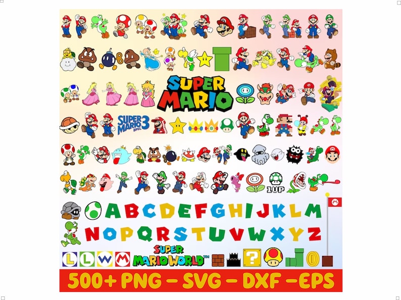 Paquete Super Mario SVG para Cricut y Sublimación, Archivos svg en ...