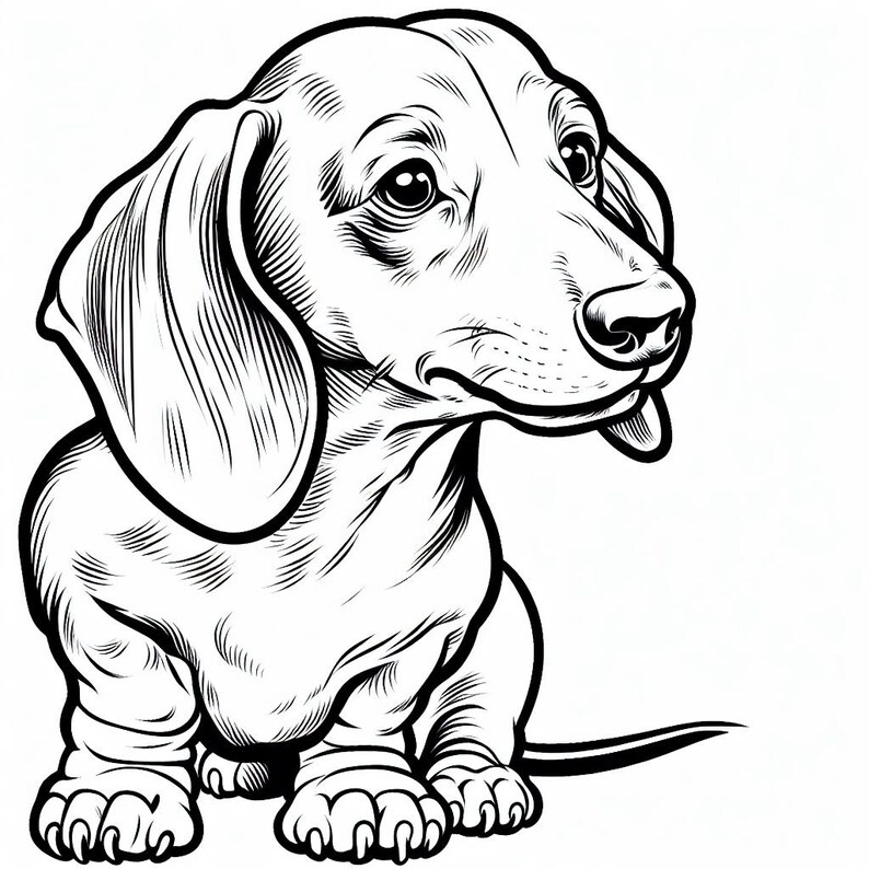 Dachshund Coloring Book Pages - Etsy