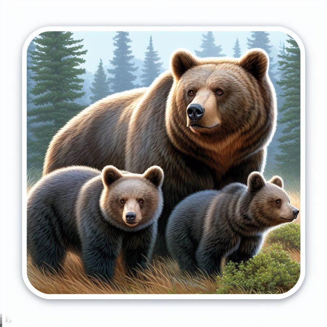 Grizzly Bear Waterproof Vinyl Sticker, UV Resistant Decal, Car Truck ...